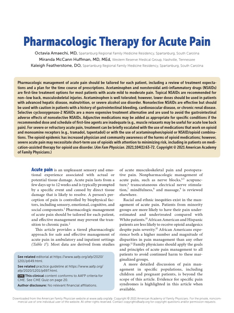 Pharmacologic Therapy For Acute Pain | PDF | Nonsteroidal Anti ...