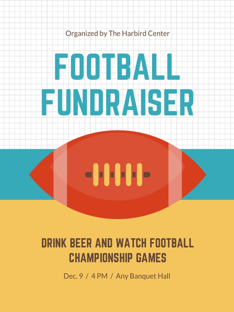 Teal Orange Yellow Football Fundraiser Sports Poster | PDF