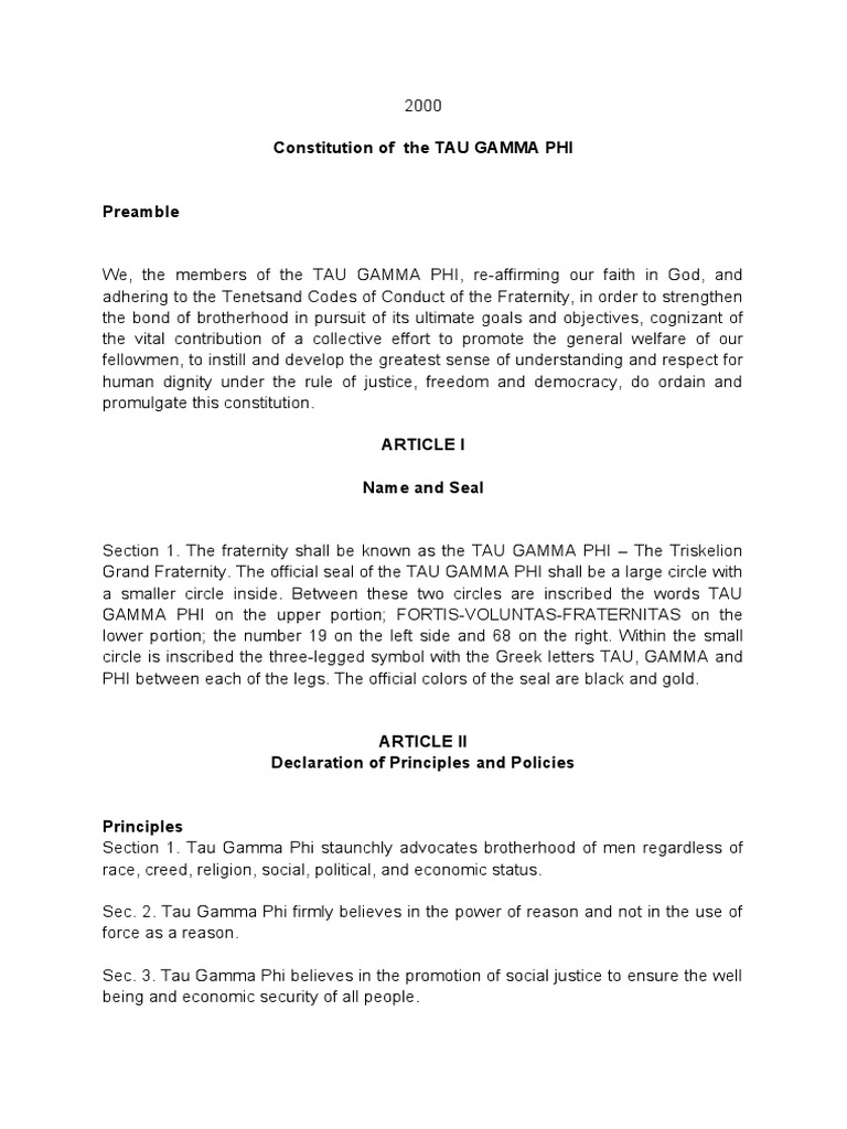 Constitution Tau Gamma Phi | PDF | Supermajority | Impeachment