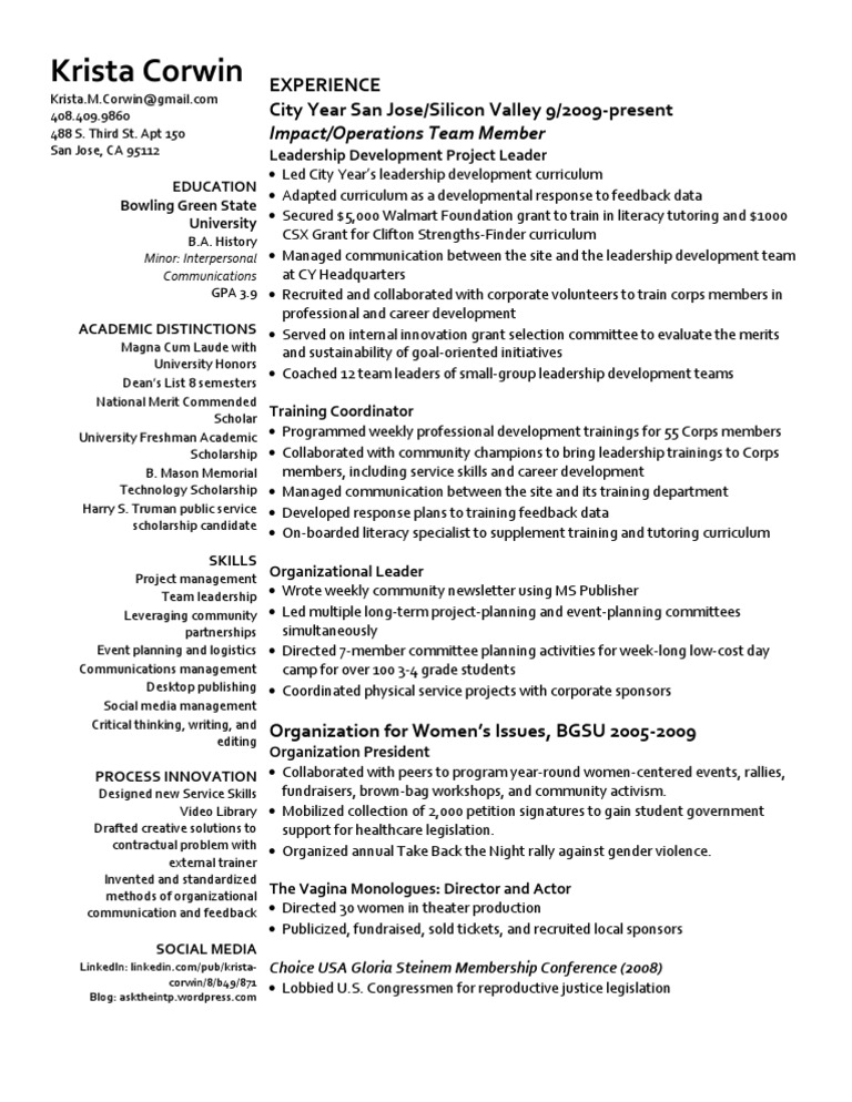 Krista Corwin Resume | PDF | Leadership | Social Media