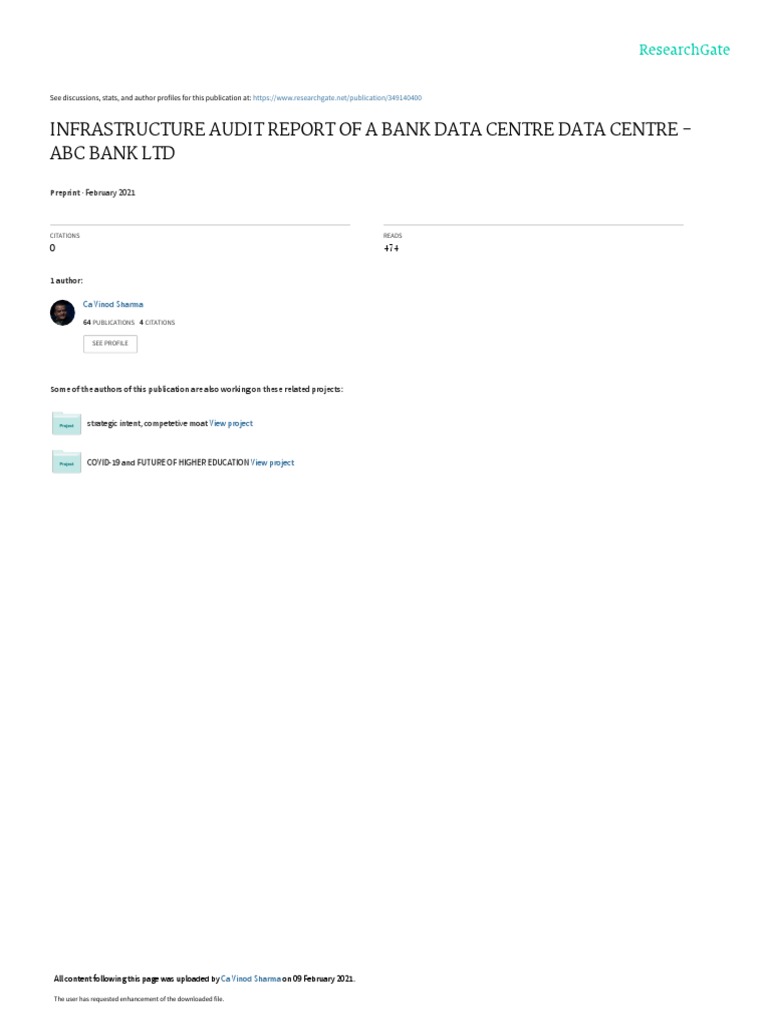 Infrastructure Audit Report of A Bank Data Centre Data Centre - Abc ...