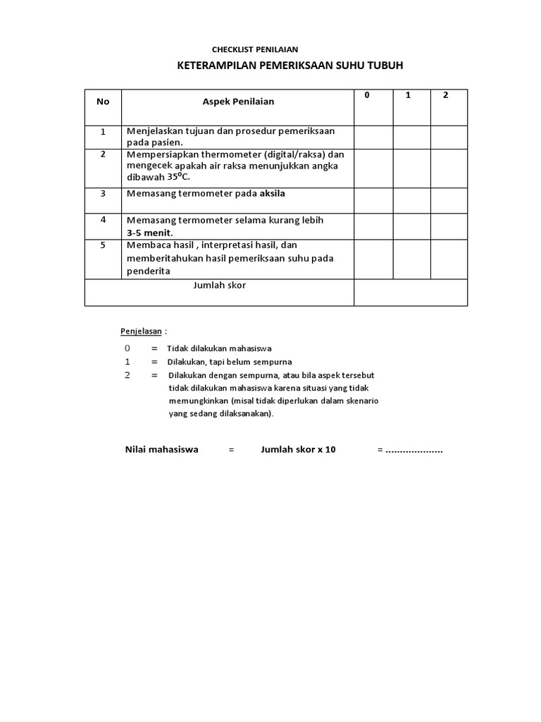 1.3 CSL Basic Physical Examination Checklist Responsi | PDF