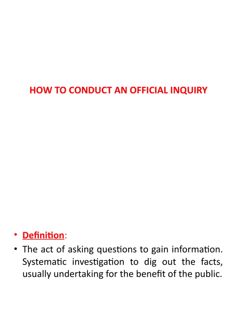 How To Conduct An Inquiry | PDF | Justice | Crime & Violence