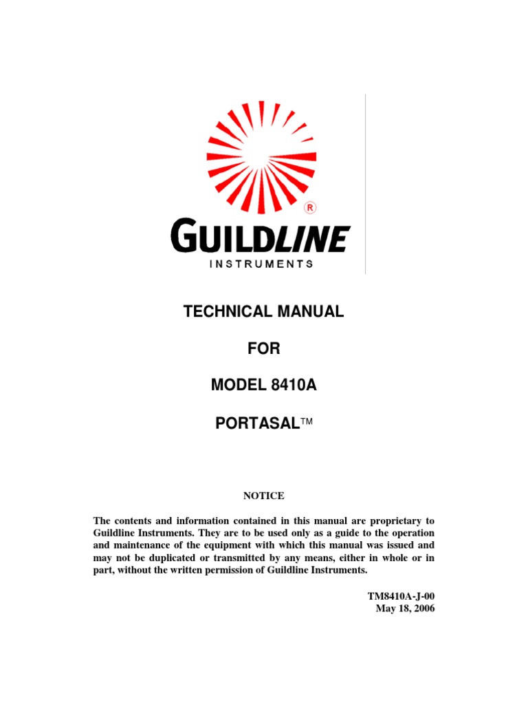 Model 8410A Portasal Technical Manual | PDF | Tap (Valve) | Electrical ...