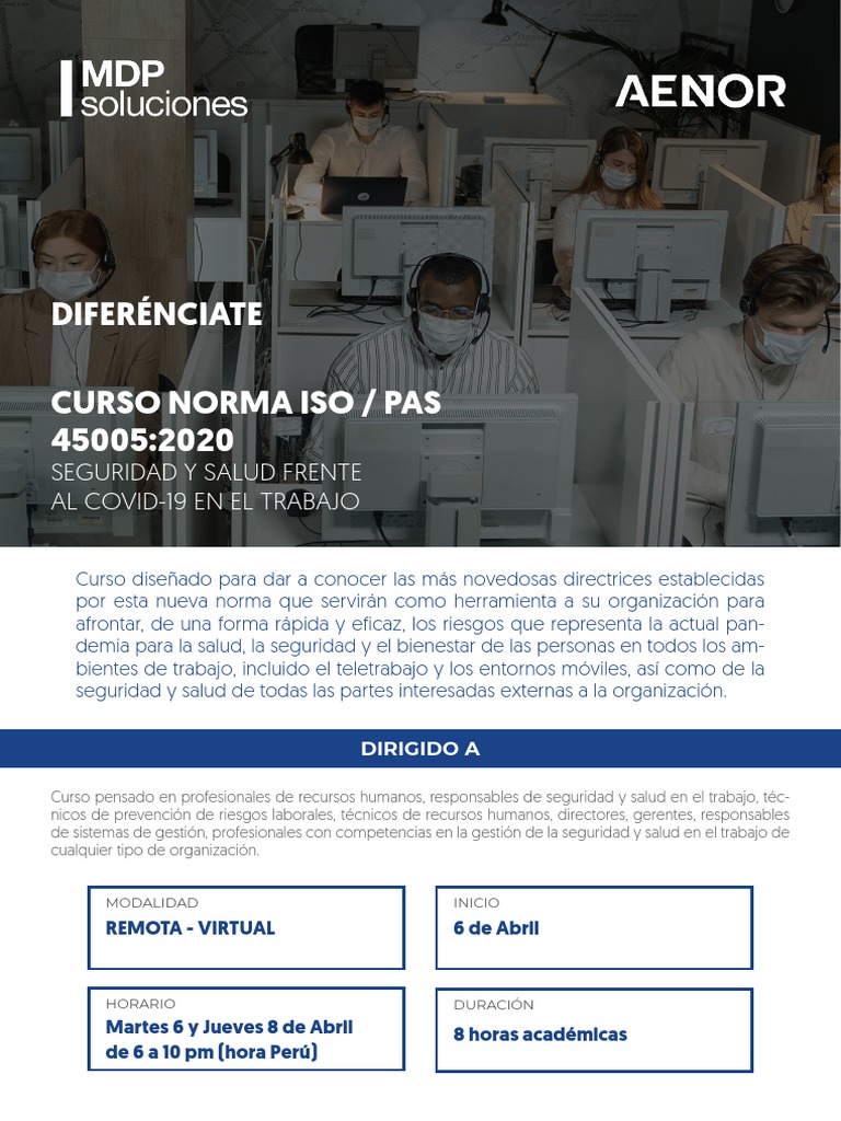 MDP - Brochure Webinar ISO 45005 | PDF | Planificación | Evaluación