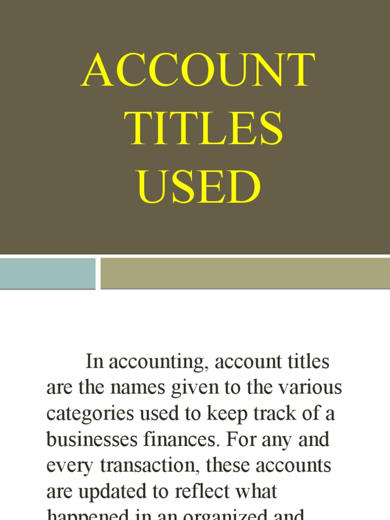 Account Titles Used | PDF | Revenue | Expense
