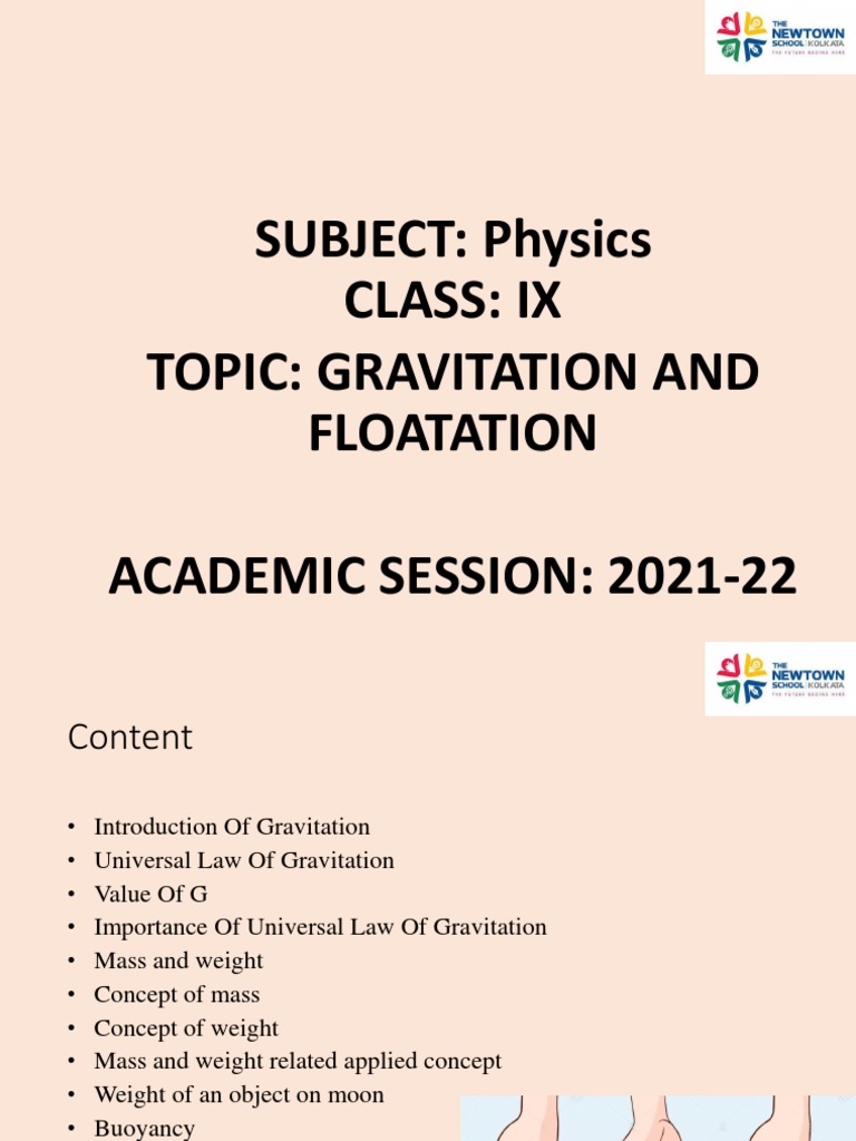 Physics IX Gravitation and Floatation | PDF | Gravity | Weight