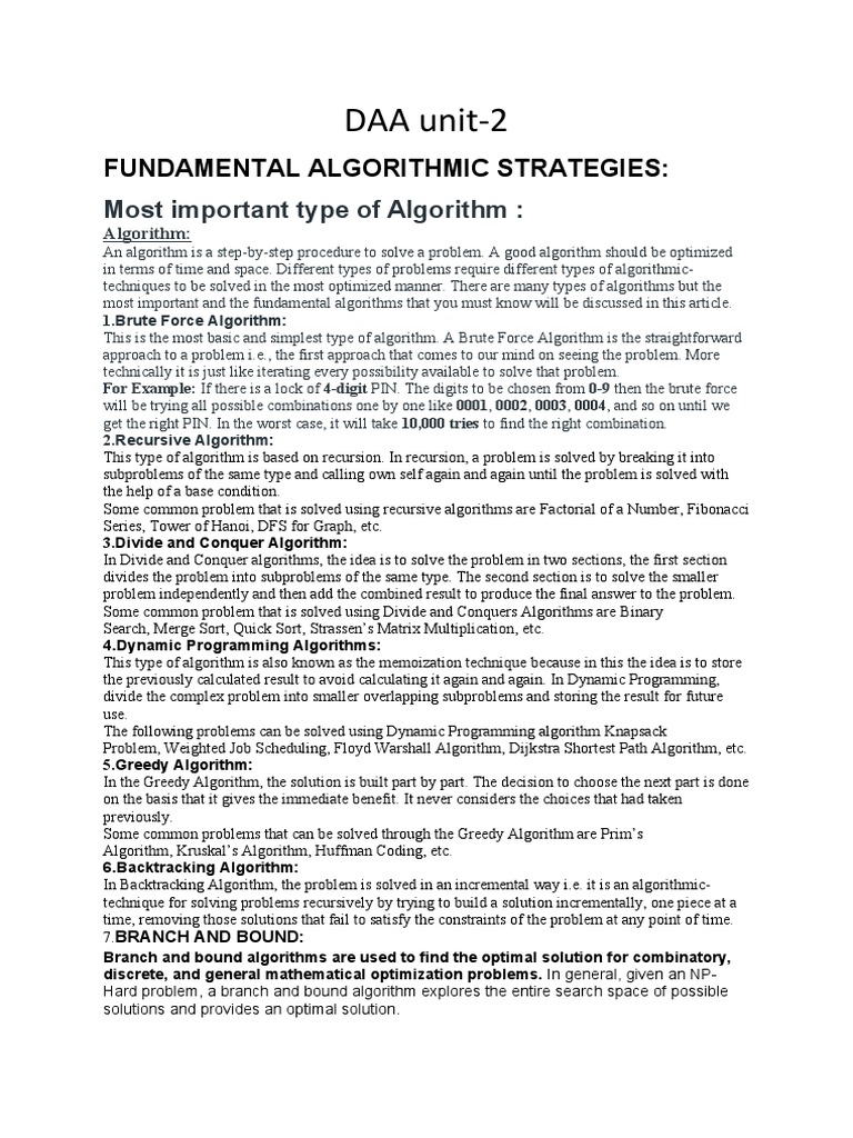 DAA Unit-2: Fundamental Algorithmic Strategies | PDF | Mathematical Optimization | Usability