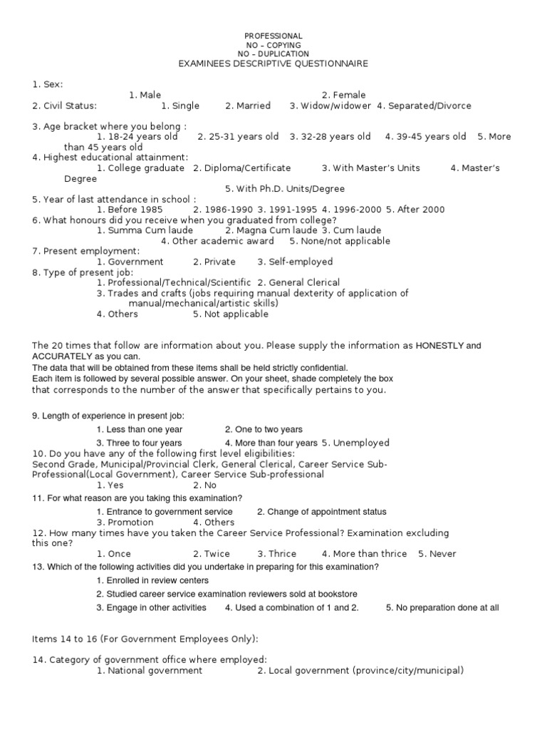 Professional No - Copying No - Duplication | PDF | Test (Assessment)