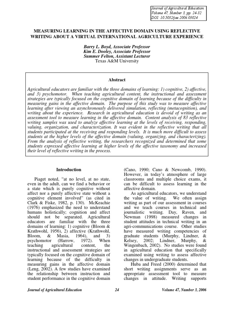 Measuring Affective Learning | PDF | Affect (Psychology) | Learning
