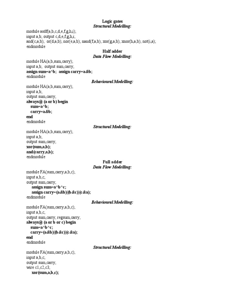Logic Gates: Structural Modelling | PDF | Electronic Design | Logic