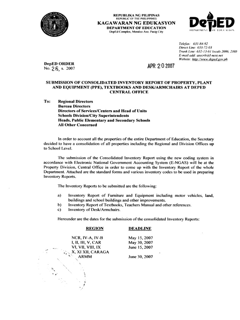 DepEd Property Codes | PDF