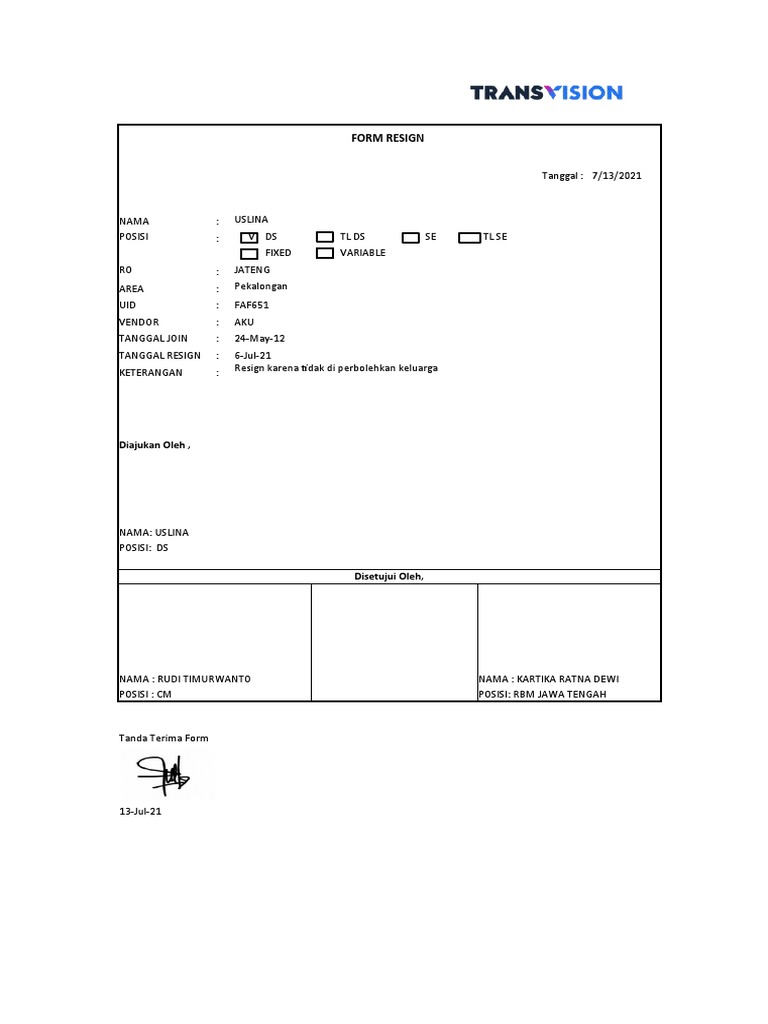 Contoh Formulir Exit Clearance | PDF