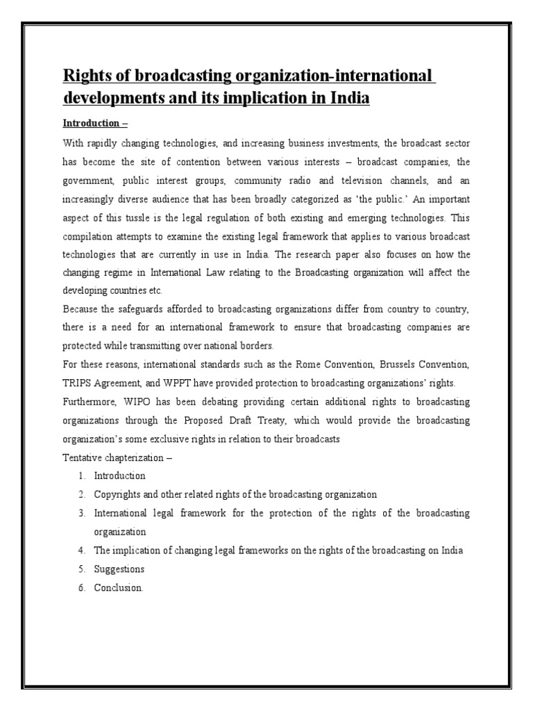Rights of Broadcasting Organization | PDF | Copyright | Trips Agreement