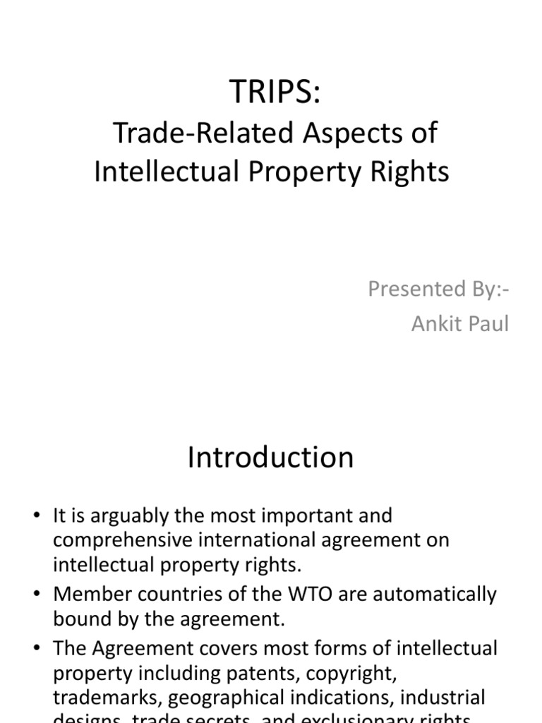 Trade-Related Aspects of Intellectual Property Rights: Trips | Download ...