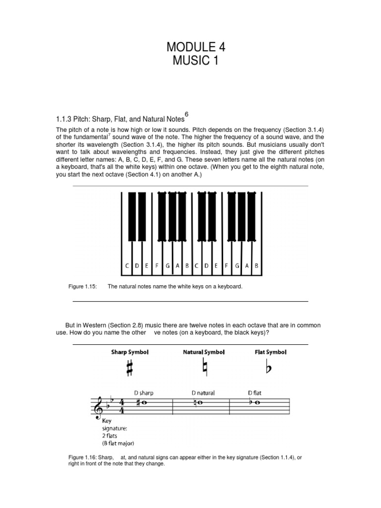 Music 1: 1.1.3 Pitch: Sharp, Flat, and Natural Notes | PDF | Pitch ...