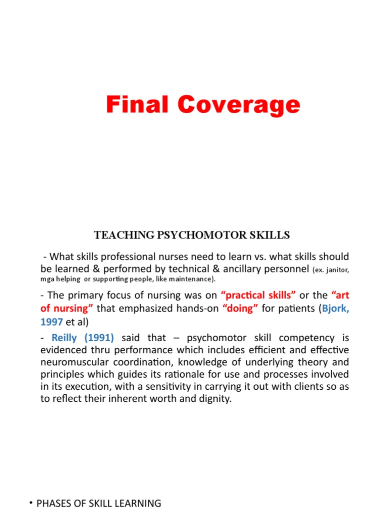 He Teaching Psychomotor Skills | PDF | Learning | Nursing