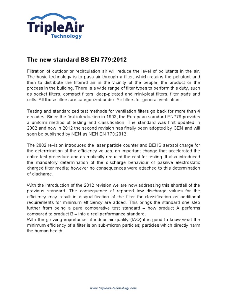 The New Standard BS EN 779:2012 | PDF | Ventilation (Architecture ...