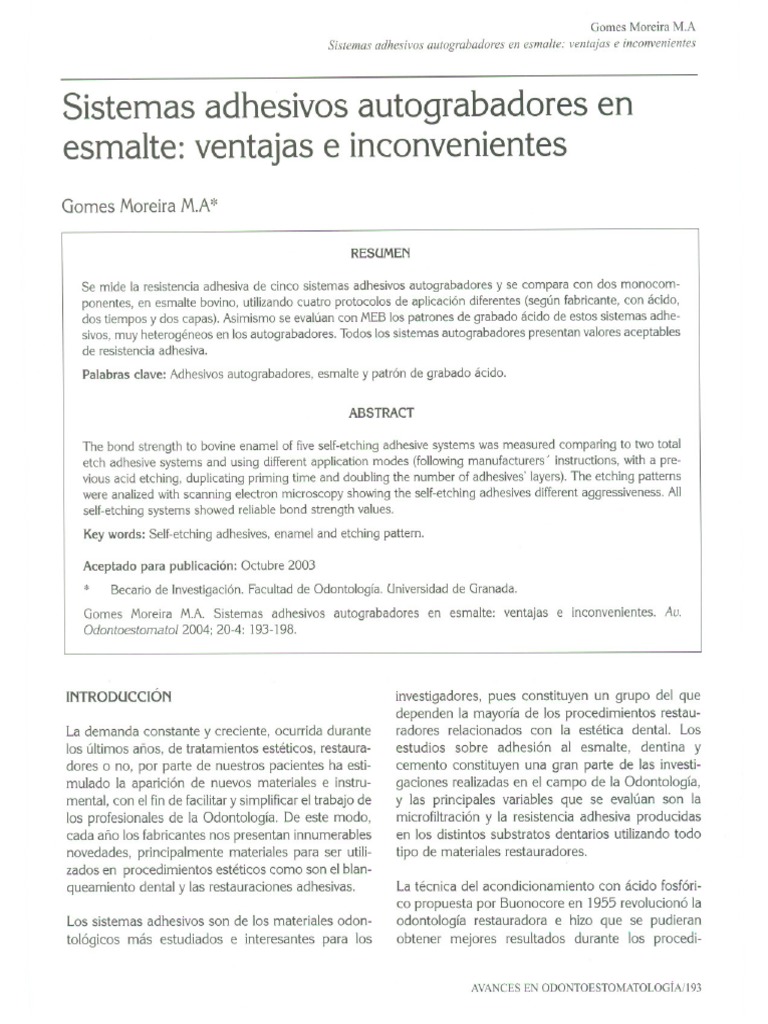 Sistemas Adhesivos | PDF | Compuesto Dental | Grabado