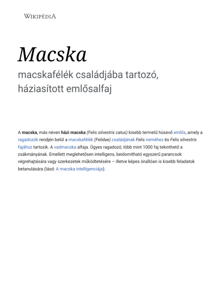 Macska - Wikipédia | PDF