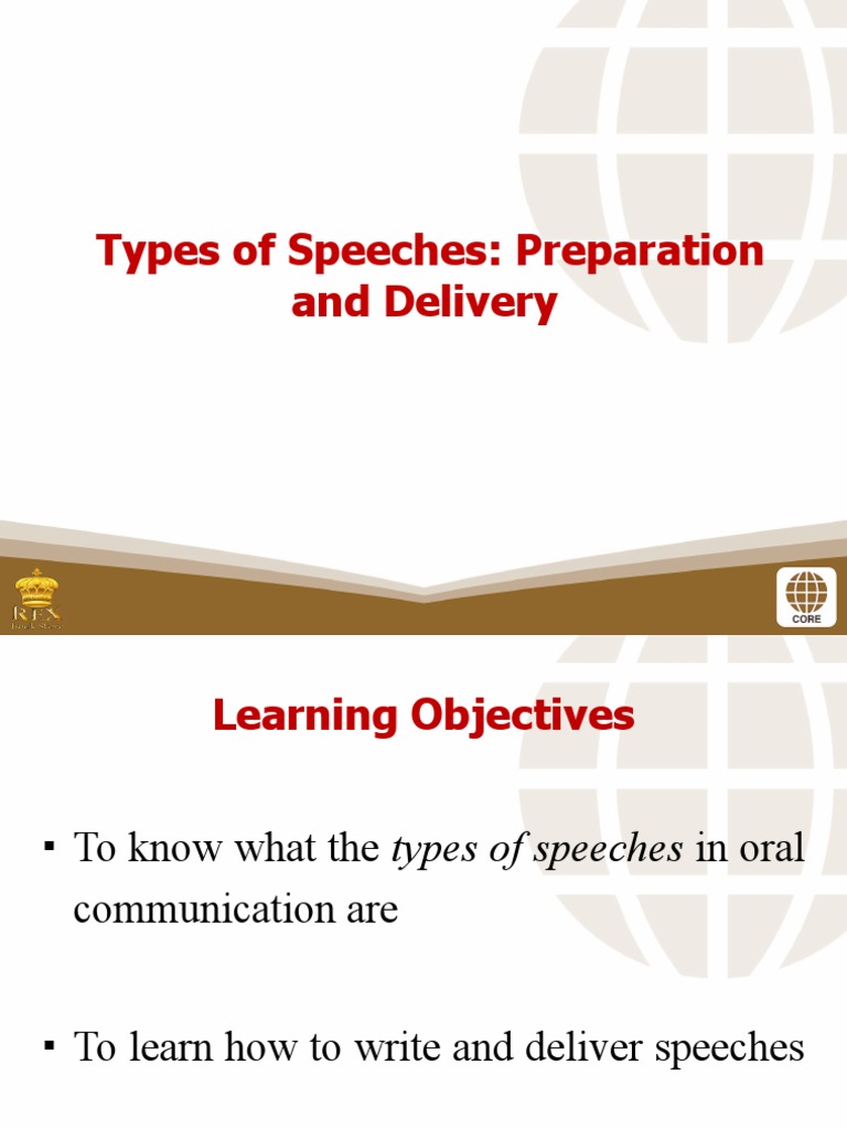 5 Types of Speeches Preparation and Delivery | PDF | Speech | Gesture