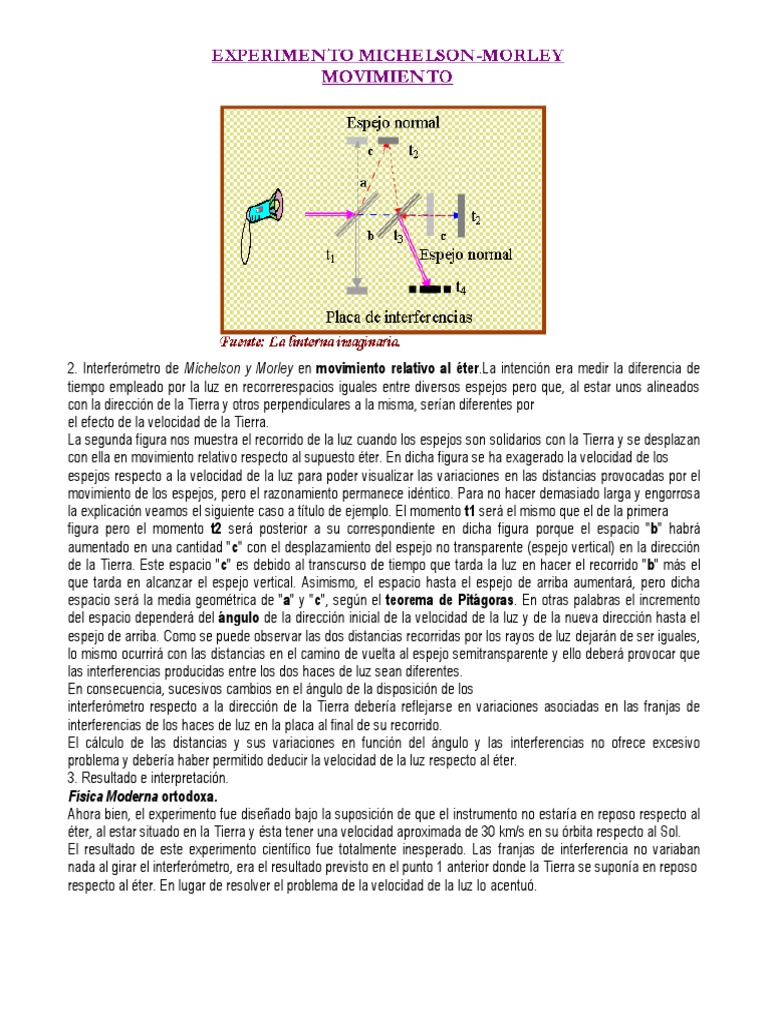 Experimento de Morley | PDF | Ligero | Velocidad de la luz