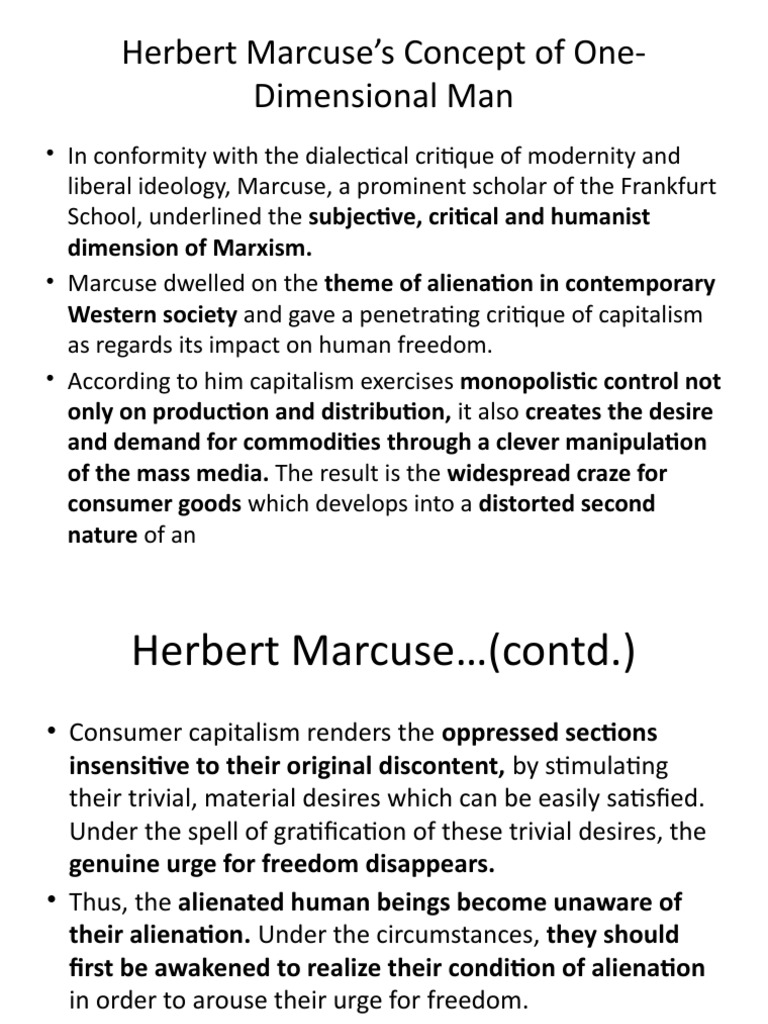 Herbert Marcuse's Concept of One-Dimensional Man | PDF | Jürgen ...