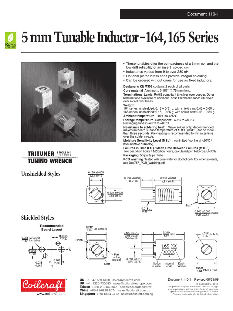 5 MM Tunable Inductor - 164, 165 Series: Tuning Wrench Trituner | PDF ...