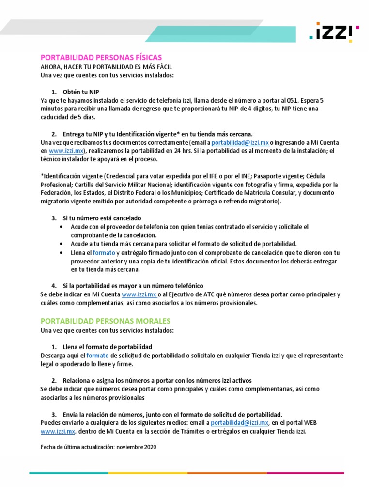 Proceso de Portabilidad a izzi | PDF