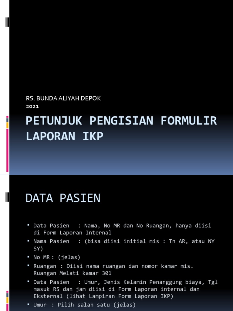 Petunjuk Pengisian Formulir Laporan Ikp | PDF