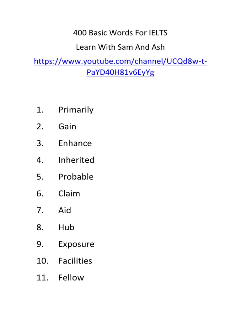400 Essential IELTS Vocabulary Words | PDF