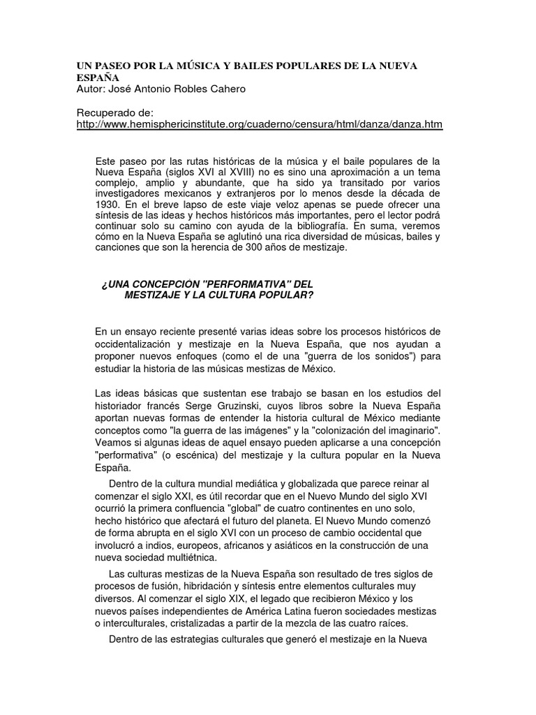 Música y Danza en la Nueva España | PDF | Nueva españa | México