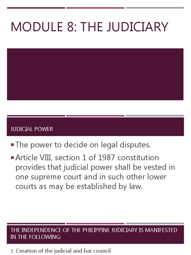 Module 8: The Judiciary | PDF | Supreme Courts | Judiciaries