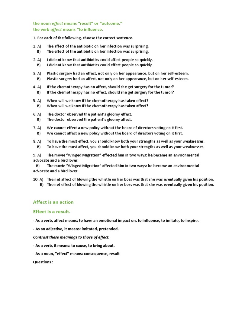 Affect Effect | PDF | Surgery | Medical Specialties