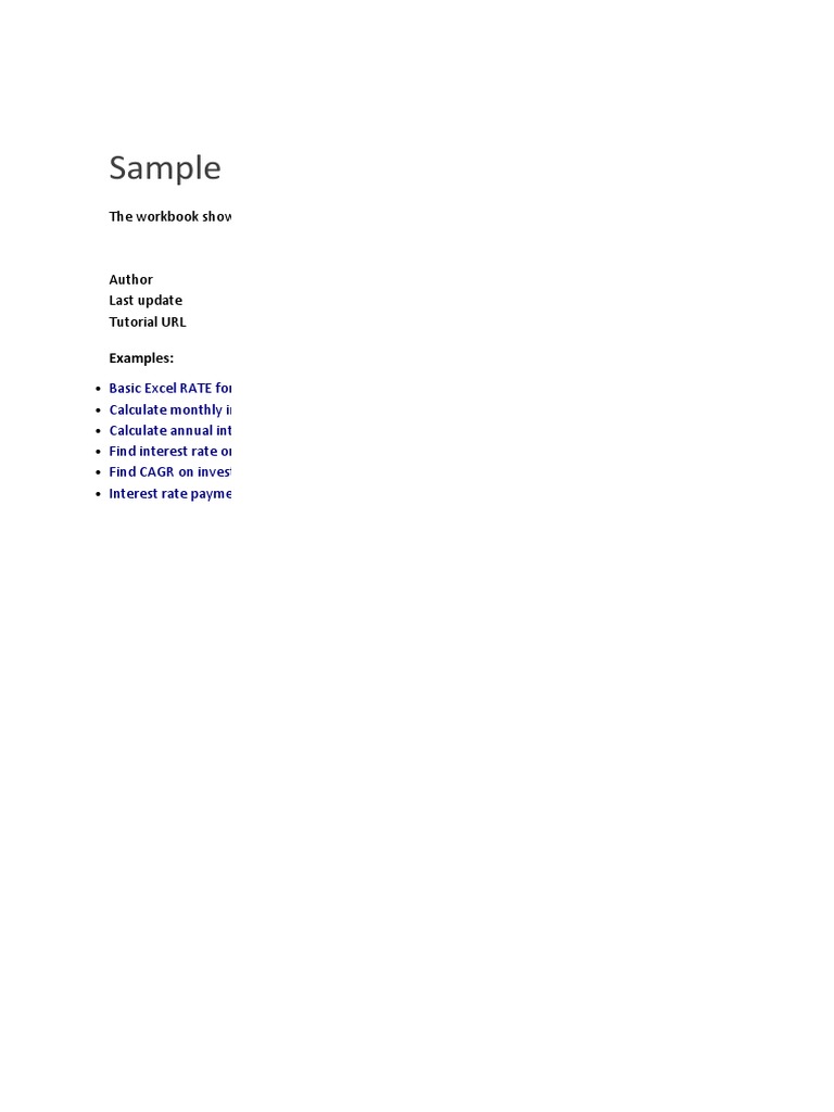 Sample Workbook To Excel RATE Function PDF Interest Debt