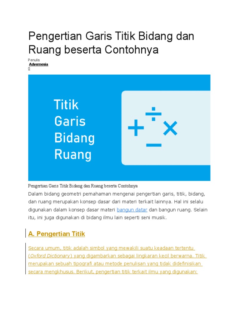 Definisi Titik, Garis, dan Bidang | PDF | Metode & Bahan Ajar
