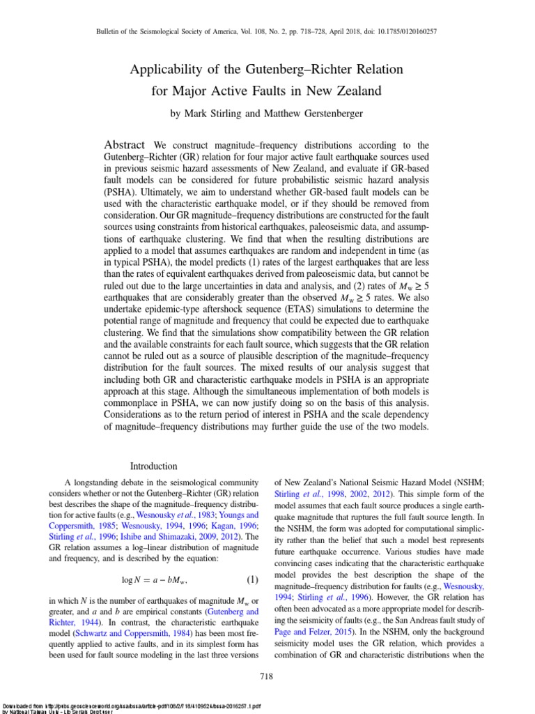 Applicability of The Gutenberg-Richter Relation For Major Active Faults ...