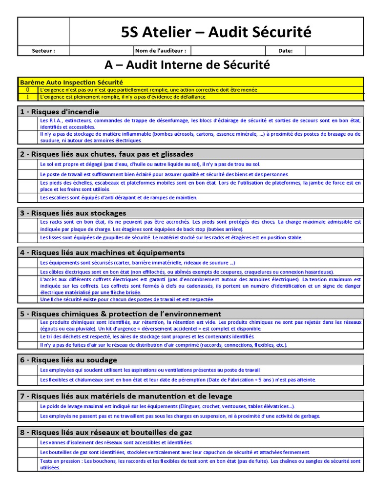 Audit Sécurité et 5S en Atelier | PDF | Affaires | Ordinateurs