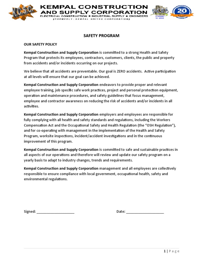 Safety Program Revised | PDF | Occupational Safety And Health | Employment