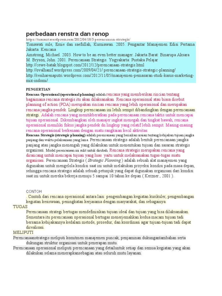 Perbedaan Renstra Dan Renop | PDF