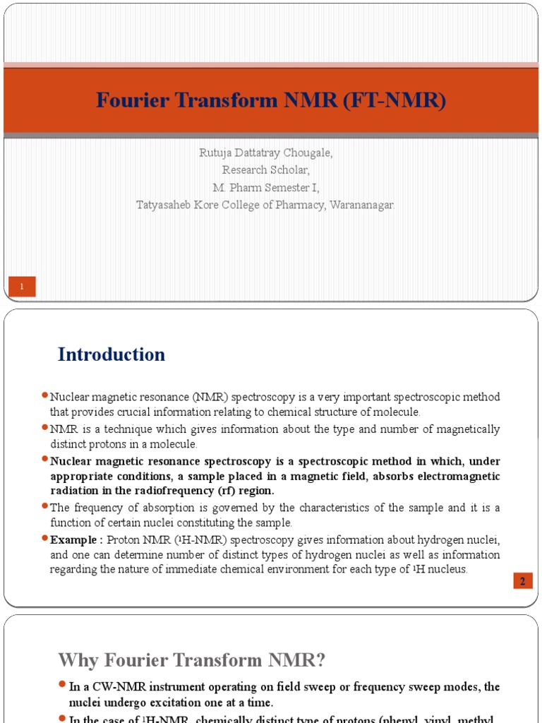 Fourier Transform NMR (FT-NMR) | PDF | Nuclear Magnetic Resonance | Nuclear Magnetic Resonance ...