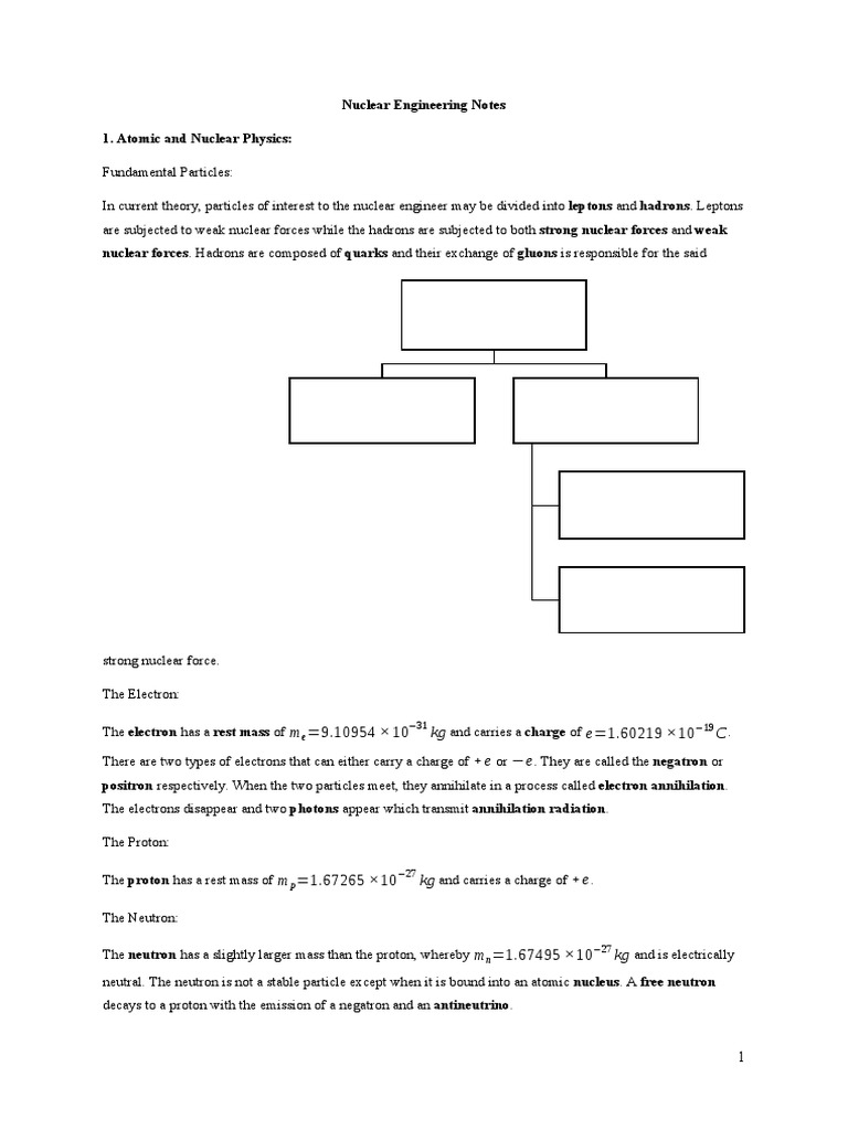 Nuclear Engineering Notes | PDF | Nuclear Reaction | Nuclear Physics