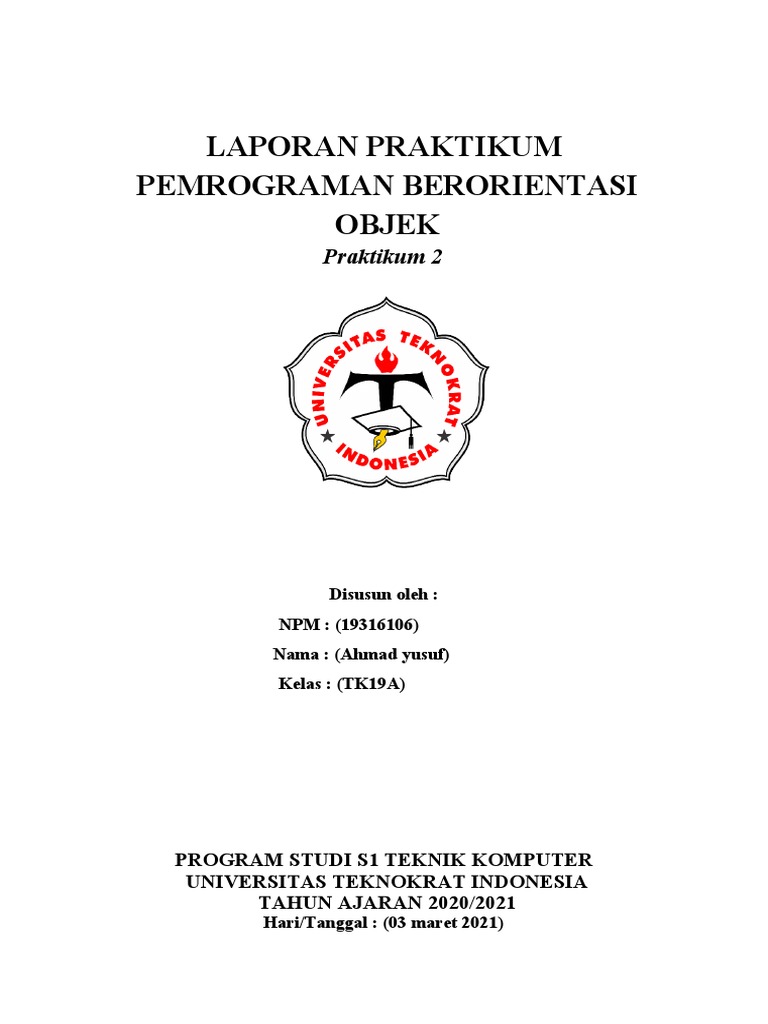 Laporan Praktikum Pemrograman Berorientasi Objek P2 - Ahmad Yusuf P ...