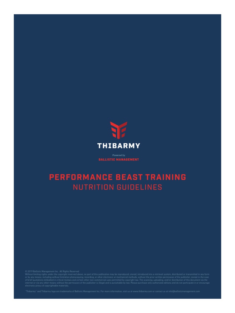 Performance Beast Training: Nutrition Guidelines | PDF