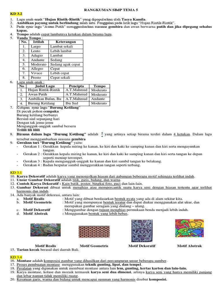 RANGKUMAN SBDP TEMA 5a | PDF