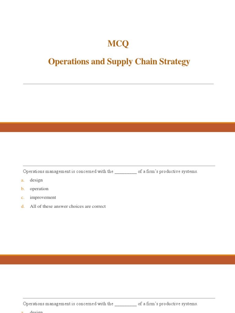 MCQ Operations and Supply Chain Strategy | PDF | Operations Management ...