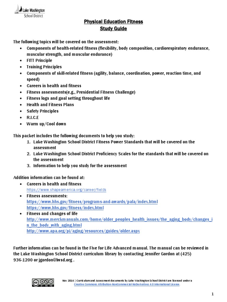 HS Fitness Assessment and Plan Study Guide | PDF | Strength Training ...