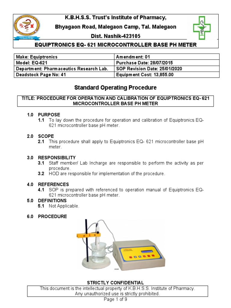 PH Meter Operating and Calibration Final | PDF | Ph | Calibration