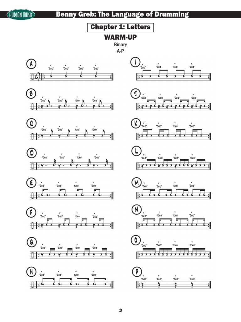 Benny Greb: The Language of Drumming: Warm-Up Chapter 1: Letters | PDF | Drum Kit | Musical ...