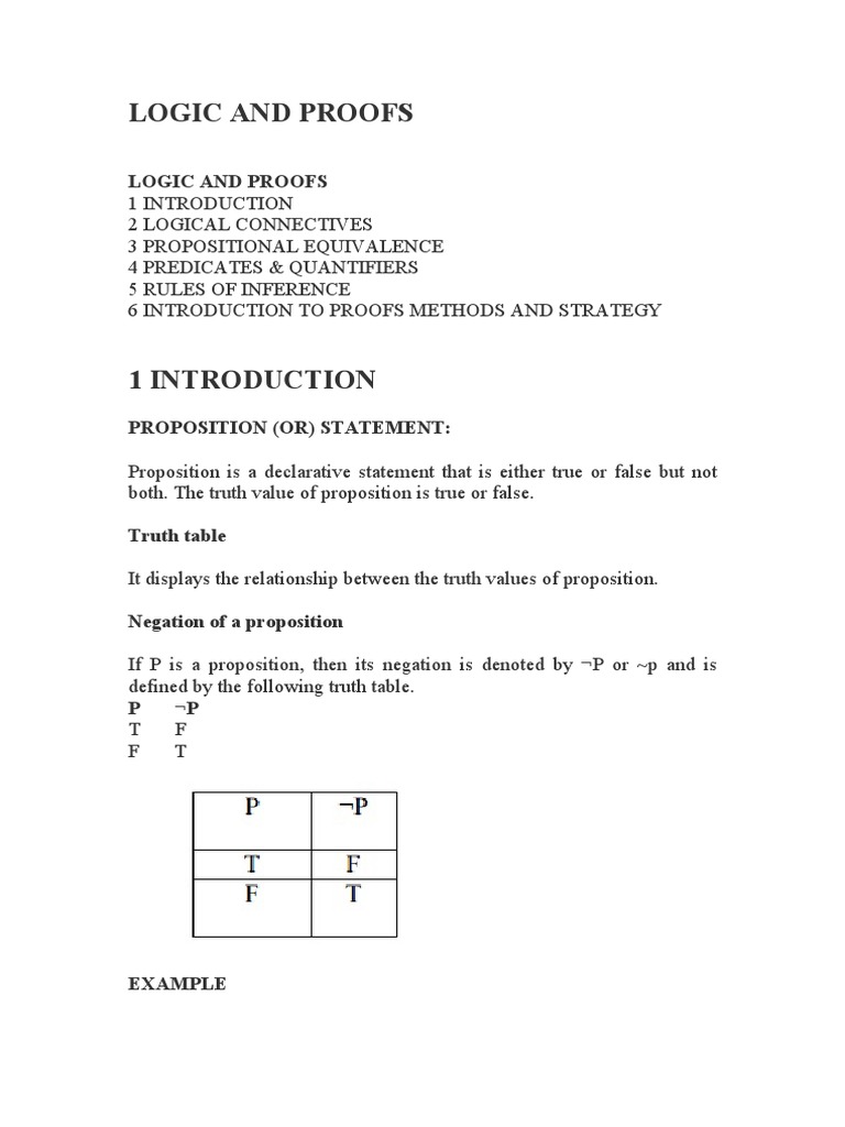 Logic and Proofs 1 | PDF | Proposition | Logic